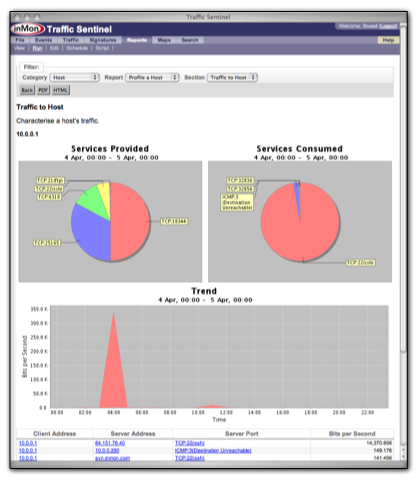 InMon Support: チュートリアル: Traffic Sentinelのレポート