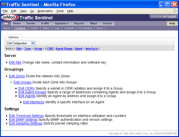 InMon Support: チュートリアル: Traffic Sentinelの環境設定