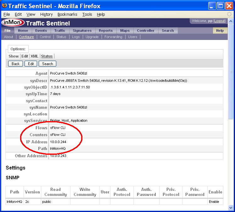 InMon Support: チュートリアル: Traffic Sentinelの設定 - ステップバイステップ・ガイド