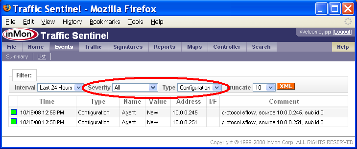 InMon Support: チュートリアル: Traffic Sentinelの設定 - ステップバイステップ・ガイド