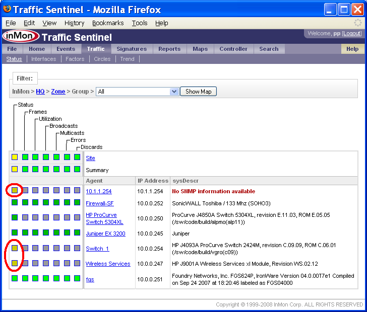 InMon Support: チュートリアル: Traffic Sentinelの設定 - ステップバイステップ・ガイド