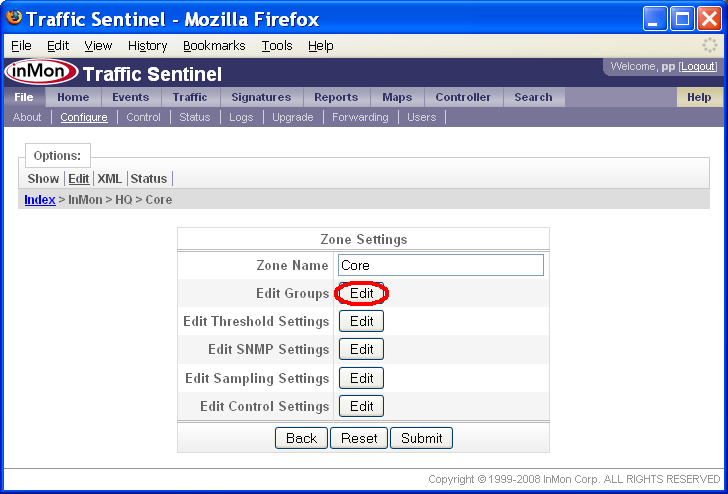 InMon Support: チュートリアル: Traffic Sentinelの設定 - ステップバイステップ・ガイド